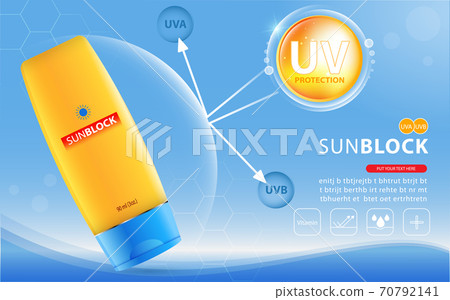 Sunblock ads template, sun protection cosmetic... - Stock Illustration ...