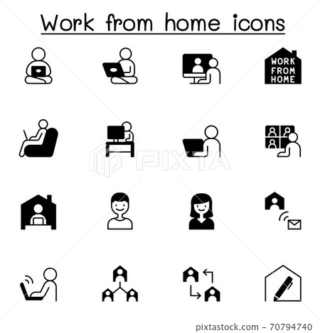 Set of Work from home icons. - Stock Illustration [70794740] - PIXTA