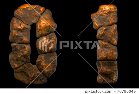 Set of rocky numbers 0, 1. Font of stone on... - Stock Illustration ...