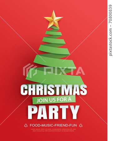 Merry christmas party invitation card tree... - Stock Illustration ...
