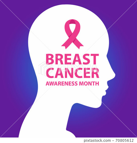Cancer Cancer Poster. pink ribbon. head in... - Stock Illustration ...