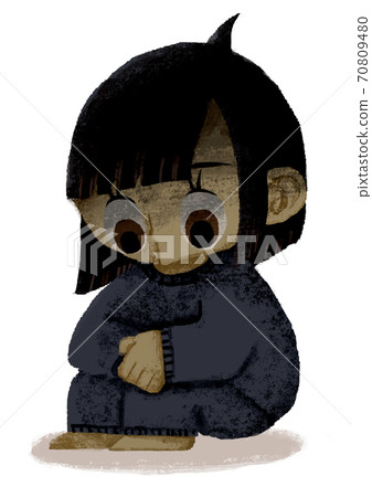 Melancholy woman (dark) - Stock Illustration [70809480] - PIXTA