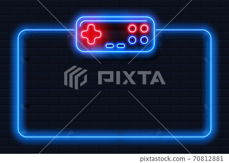 Neon game background. Square shape with...-插圖素材 [70812881] - PIXTA圖庫