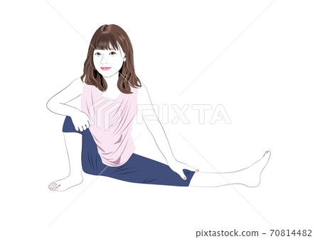 Young woman stretching one leg and stretching hip - Stock Illustration ...