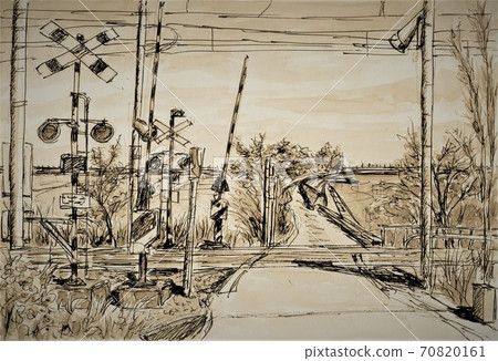 Railroad crossing - Stock Illustration [70820161] - PIXTA