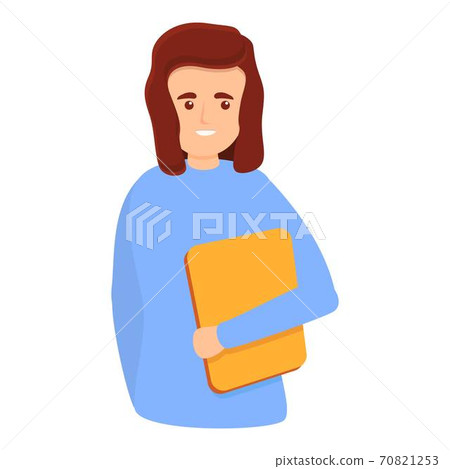 Girl with folder icon, cartoon style - Stock Illustration [70821253 ...