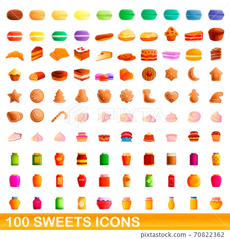 100 sweets icons set, cartoon style - Stock Illustration [70822362] - PIXTA