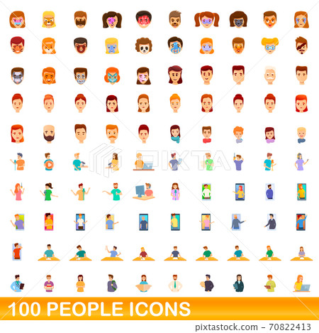 100 people icons set, cartoon style - Stock Illustration [70822413] - PIXTA