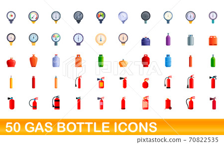 50 gas bottle icons set, cartoon style - Stock Illustration [70822535 ...