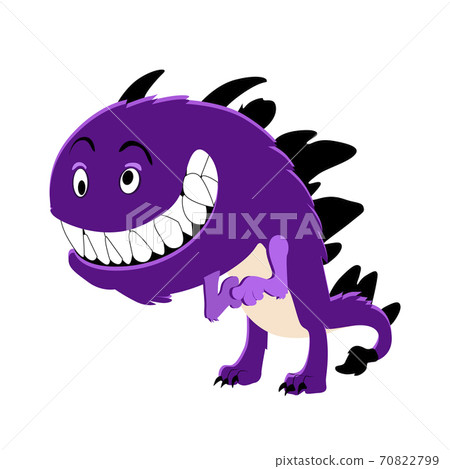 Purple cute monster smiling isolated on white... - Stock Illustration ...