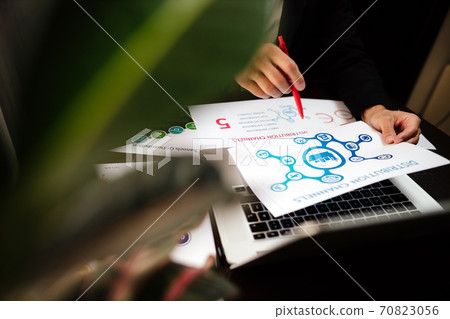 marketing distribution channels plan on office... - Stock Photo ...