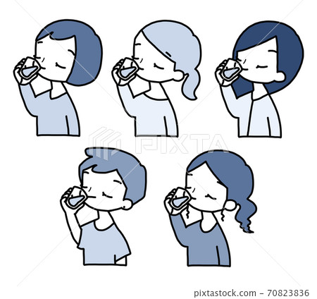 Female drinking pose icon set - Stock Illustration [70823836] - PIXTA
