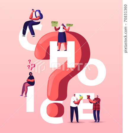 People Making Choice Concept. Tiny Characters... - Stock Illustration ...