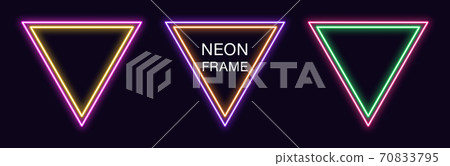 Neon triangle Frame. Set of triangular neon... - Stock Illustration ...