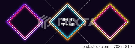 Neon rhomb Frame. Set of rhombus neon Border... - Stock Illustration ...