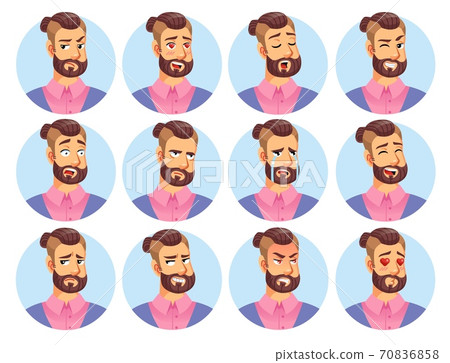 Different man facial positive negative expression - Stock Illustration ...