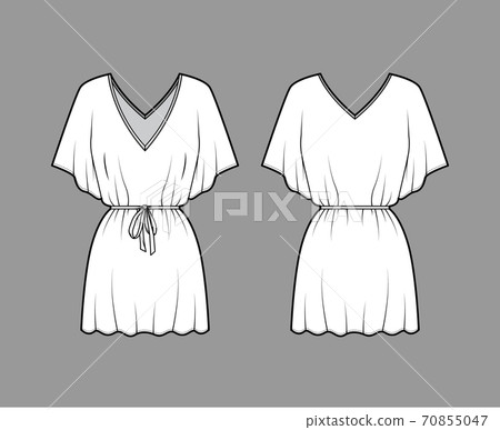 Kaftan dress technical fashion illustration... - Stock Illustration ...