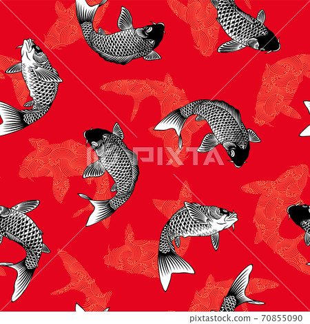 Japanese pattern A continuous pattern of carp... - Stock Illustration ...