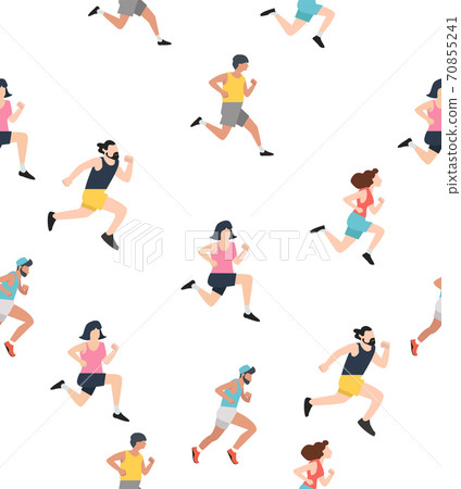 Runners group men and women seamless pattern - Stock Illustration ...