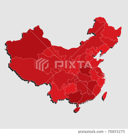Vector map China divided on regions, Asia country - Stock Illustration ...