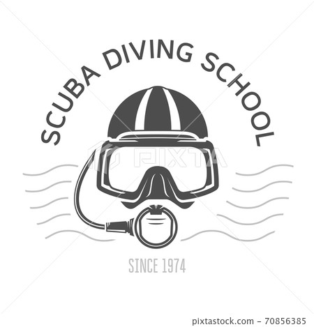 Scuba diving emblems or logo, diving mask and... - Stock Illustration ...