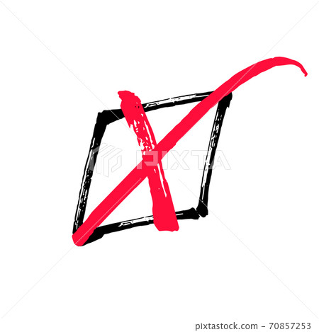 Grunge hand drawn cross mark in check box. - Stock Illustration ...