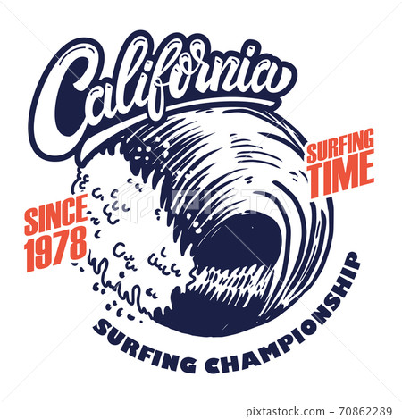 California surf rider. Poster template with... - Stock Illustration ...