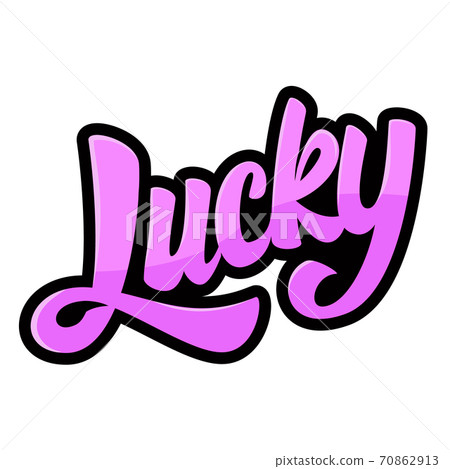 Lucky. Lettering phrase on white background.... - Stock Illustration ...