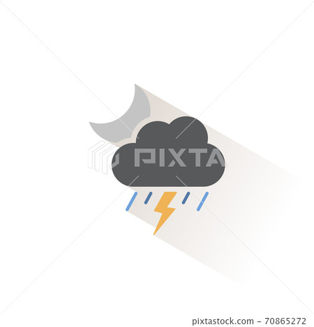 Storm, heavy rain and moon. Isolated color... - Stock Illustration ...