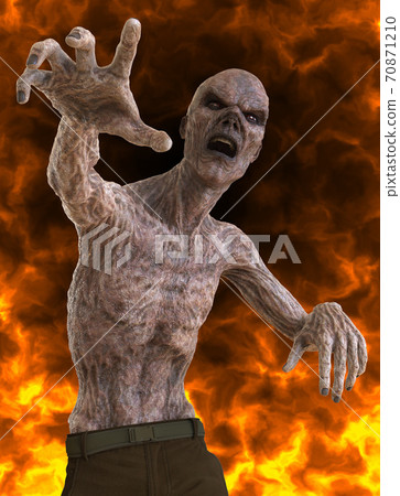 Fantsy zombie undead burns in a hellfire 3d...-插圖素材 [70871210] - PIXTA圖庫