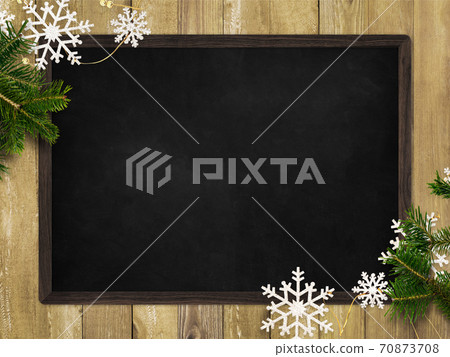 Blackboard decorated with snow ornaments and... - Stock Illustration ...