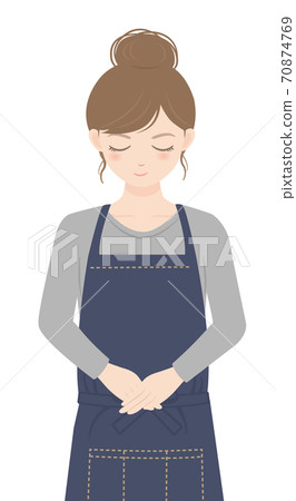 Woman in an apron bows apologize - Stock Illustration [70874769] - PIXTA