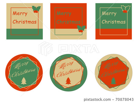 Christmas X'smas template winter sticker - Stock Illustration [70878043 ...