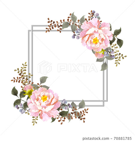 Pink peony flower frame - Stock Illustration [70881785] - PIXTA