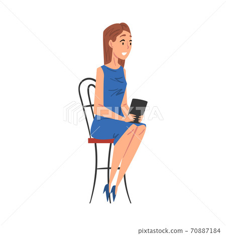 Woman Journalist Sitting on Chair Interviewing... - Stock Illustration ...
