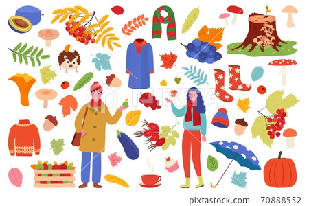 Autumn, fall season objects collection set for... - Stock Illustration ...