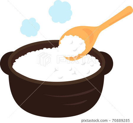 White rice cooked in a clay pot - Stock Illustration [70889285] - PIXTA