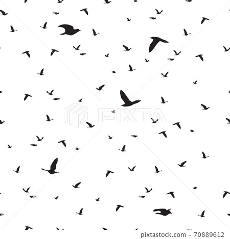 Seamless pattern flock of black birds... - Stock Illustration [70889612] - PIXTA