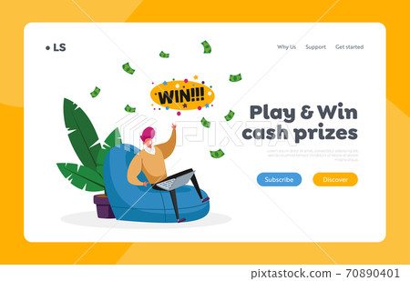 Man Win Money in Internet Landing Page... - Stock Illustration ...