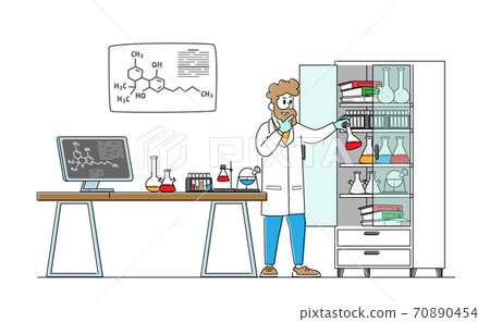 Man Scientist Wearing White Coat Conducting... - Stock Illustration ...