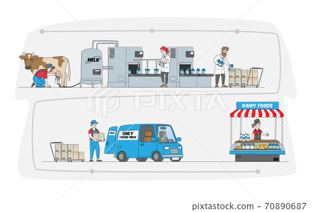 Characters Manufacturing Milk Production. Farm... - Stock Illustration ...