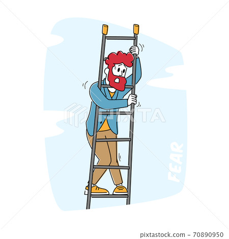 Acrophobia, Frightened Male Character Stand on... - Stock Illustration ...