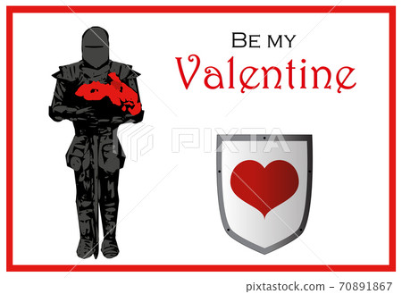 Valentines Day greeting card with Knight, red...-插圖素材 [70891867] - PIXTA圖庫