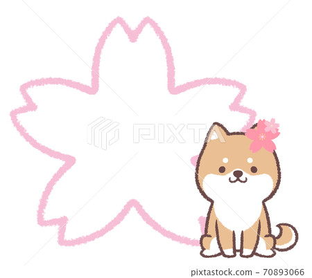Sakura line art Shiba Inu frame - Stock Illustration [70893066] - PIXTA