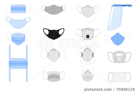 Set mask in flat design. Protect reusable face... - Stock Illustration ...