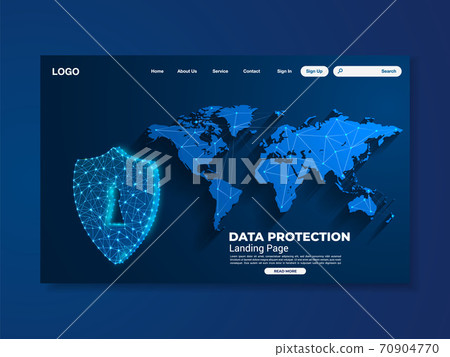 World map network data protection technology...-插圖素材 [70904770] - PIXTA圖庫