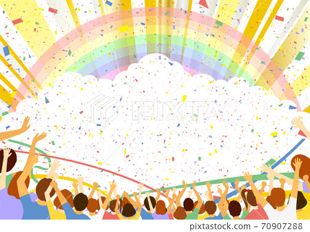 Audience confetti rainbow concentrated line... - Stock Illustration ...