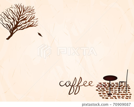Cafe table and tree character background (cafe... - Stock Illustration ...