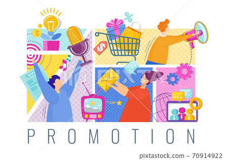 Promoters advertise a company or product to a... - Stock Illustration ...