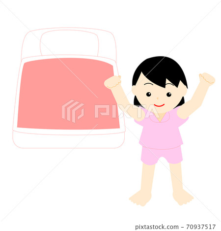 Girl who gets up and stretches - Stock Illustration [70937517] - PIXTA